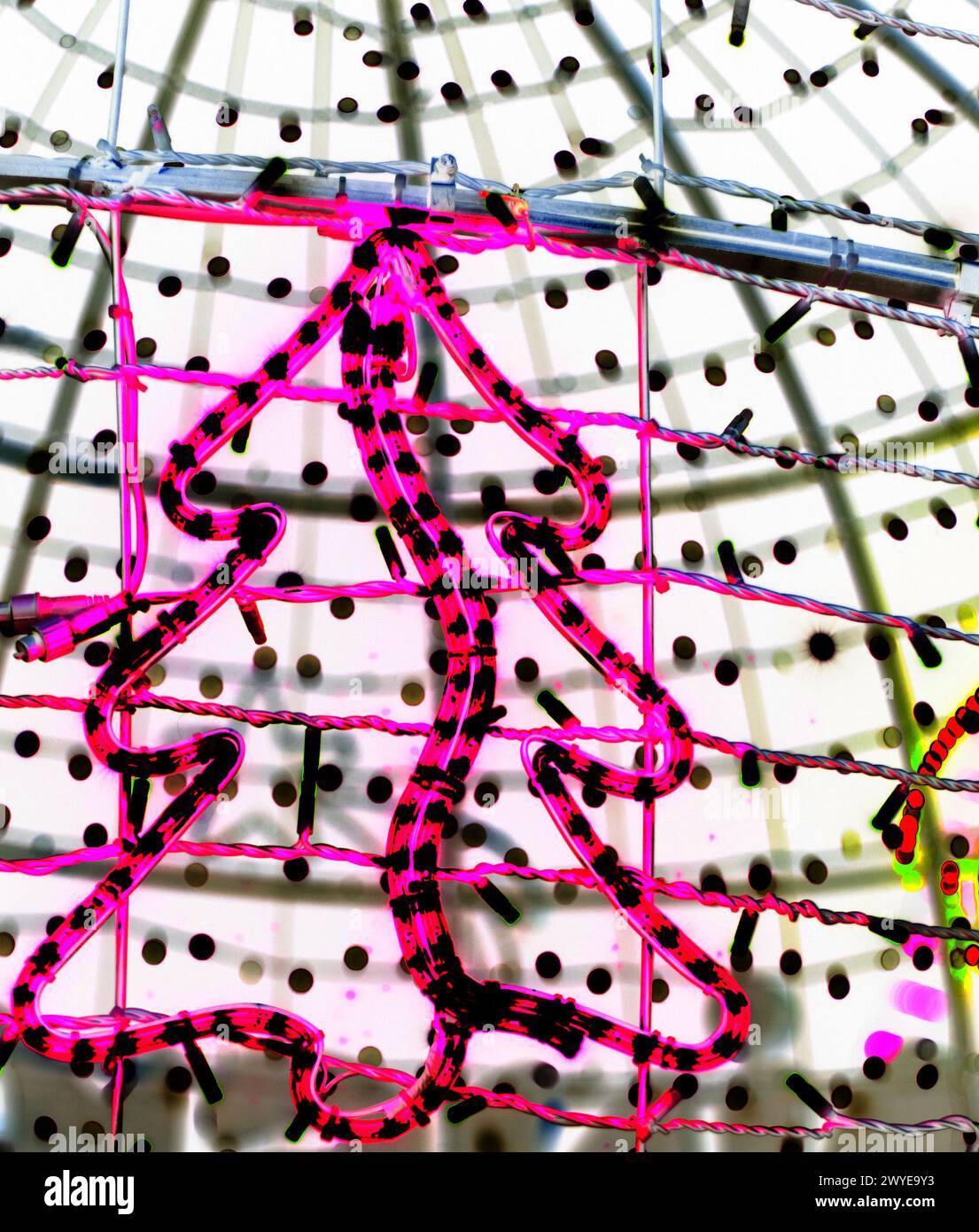 Christmas tree of red electric lights. Festive Christmas lighting from ...