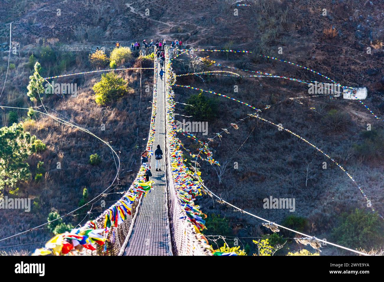 The Punakha Suspension Bridge at the Punakha Dzong in Bhutan Stock ...