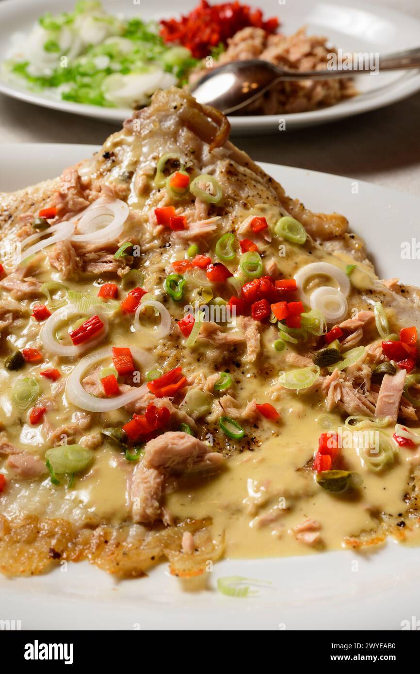 Skate Wing or Ray Wing Prepared Whole with Tuna Mayonnaise Sauce and ...