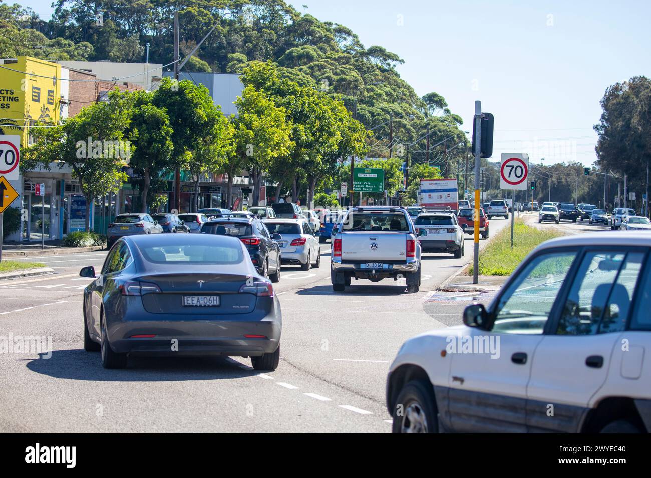 Sydney traffic vehicles on Pittwater Road in Narrabeen, on Sydney ...