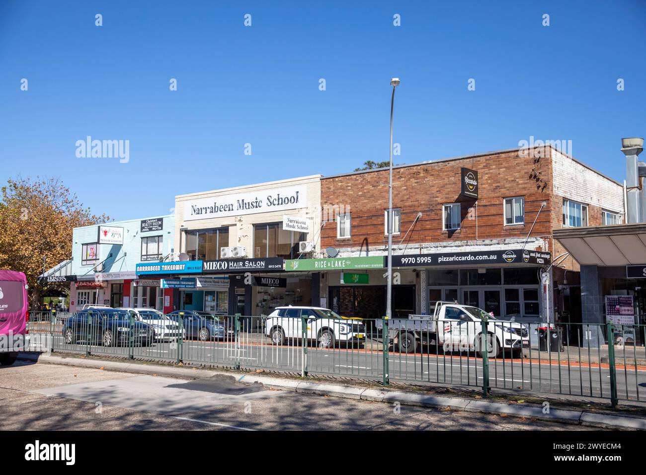 Narrabeen suburb in Sydney, Narrabeen music school and shops stores on ...