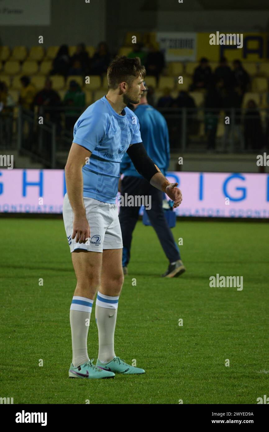 Ross Byrne warming up before Zebre Parma v Leinster in the URC, played ...