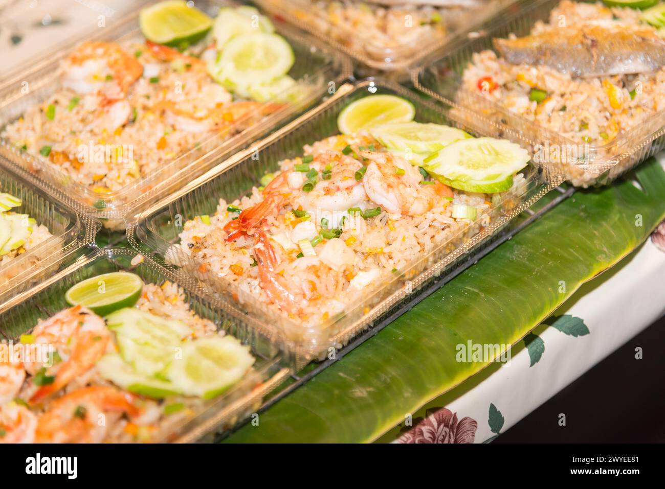 Shrimp Fried Rice in box set for take home Stock Photo - Alamy