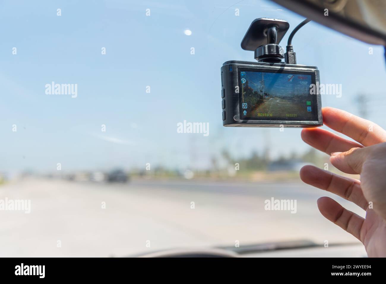 Closeup to dash camera in the car Stock Photo - Alamy