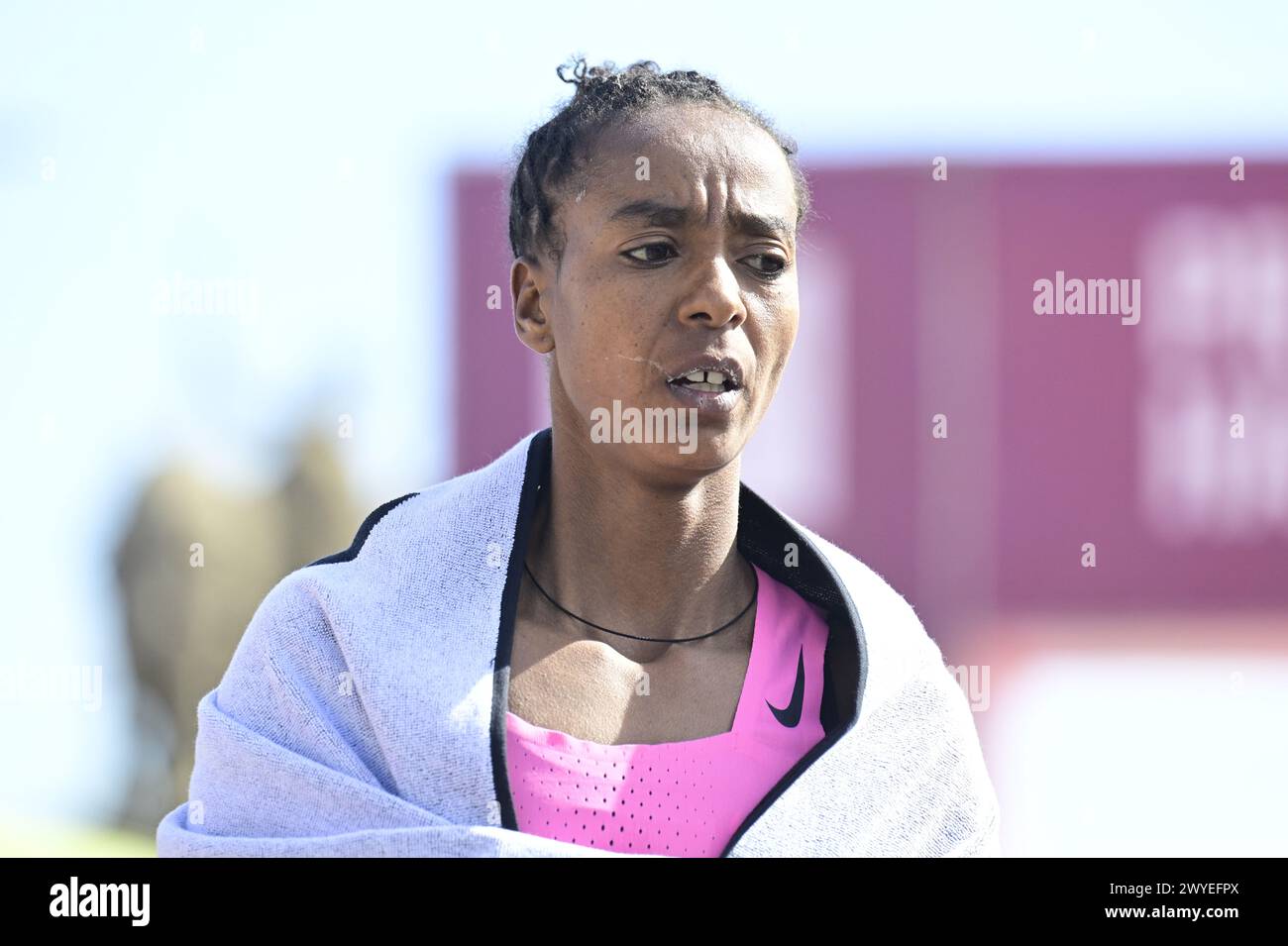 Prague, Czech Republic. 06th Apr, 2024. Gete Alemayechu Teklemichael from Ethiopia won the ...