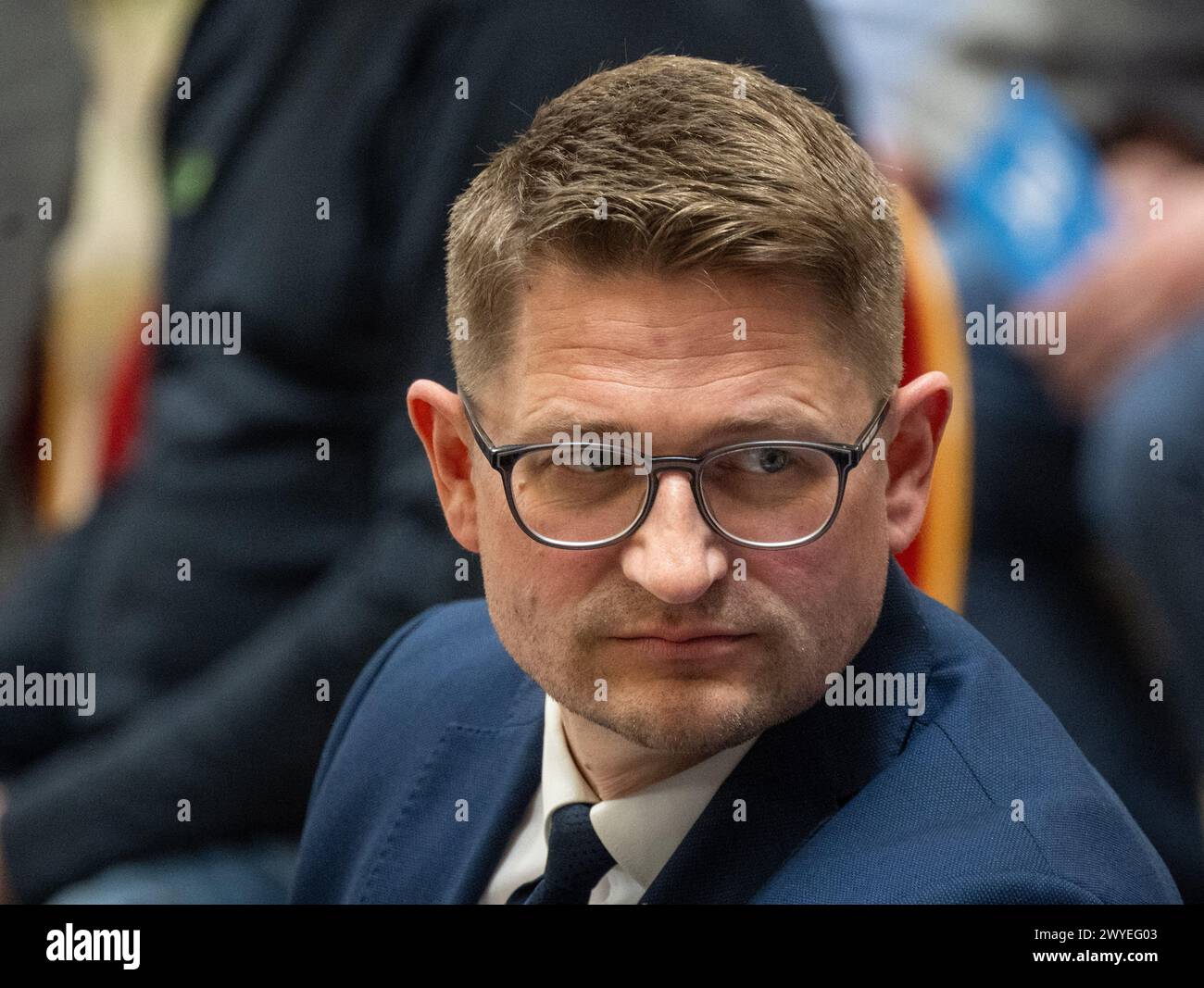 06 April 2024, Brandenburg, Jüterbog: René Springer, state chairman of ...