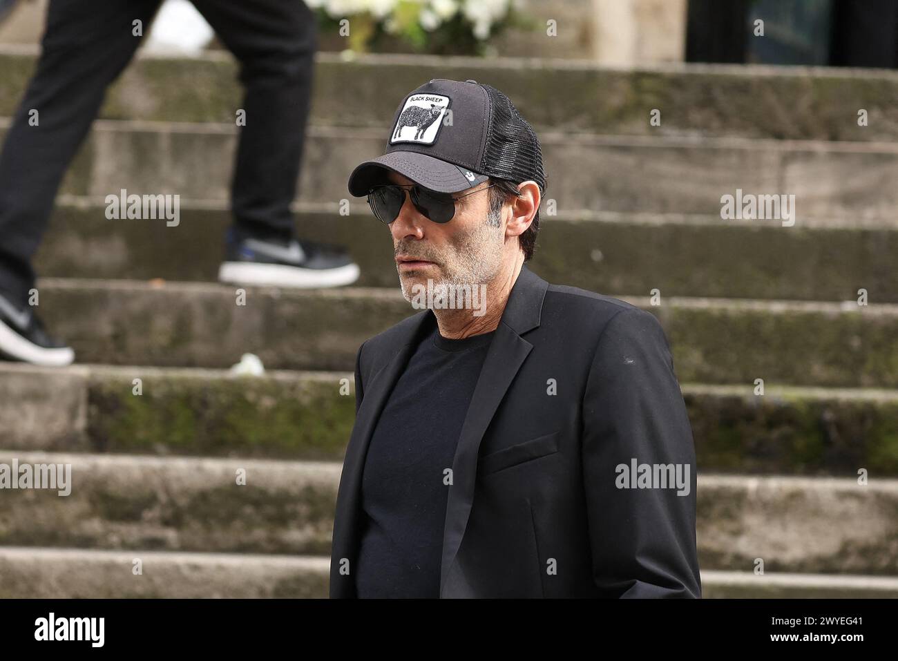 Paris, France. 06th Apr, 2024. Anthony Delon arriving to the funeral ...