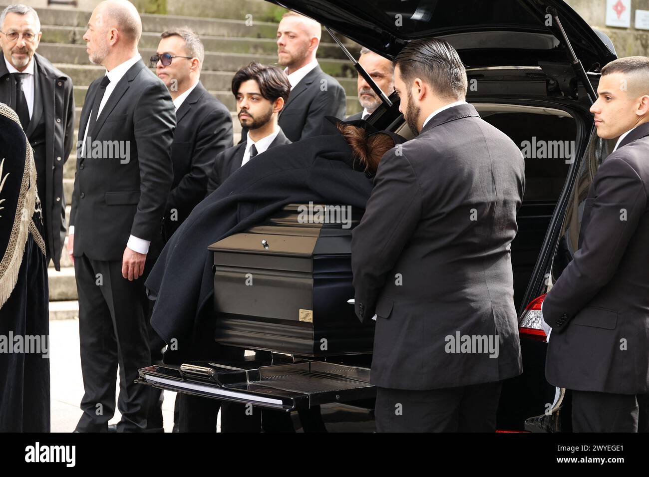 Paris, France. 06th Apr, 2024. Maiwenn arriving to the funeral ceremony ...