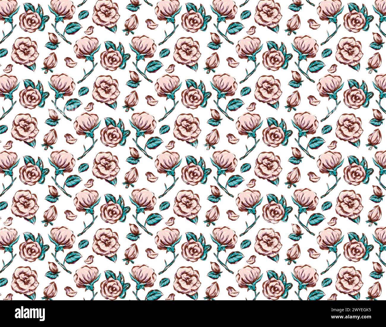 Set of rose patterns isolated line art doodle with leaf element, vector ...