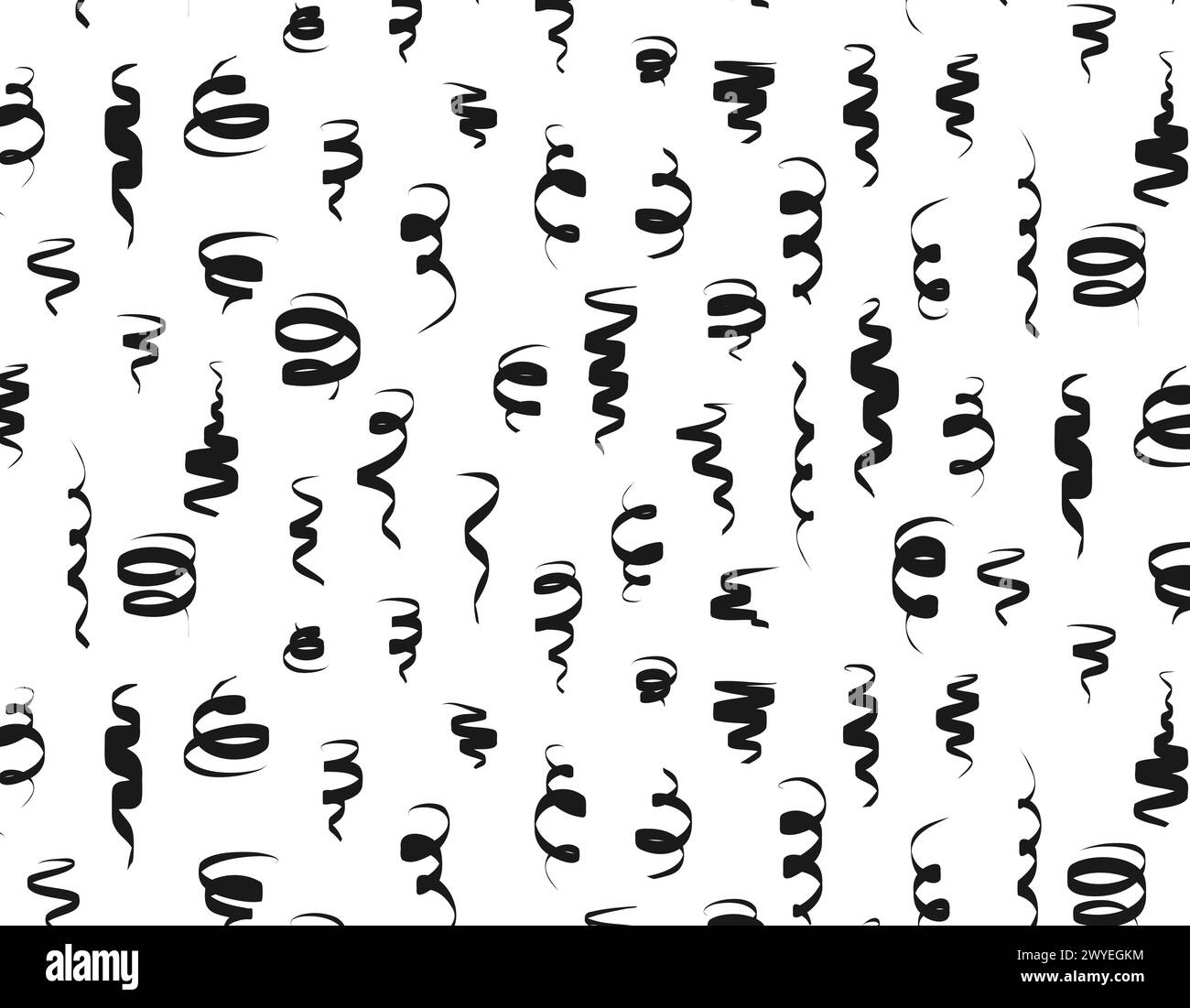 Seamless pattern of black confetti, serpentine on a white background ...