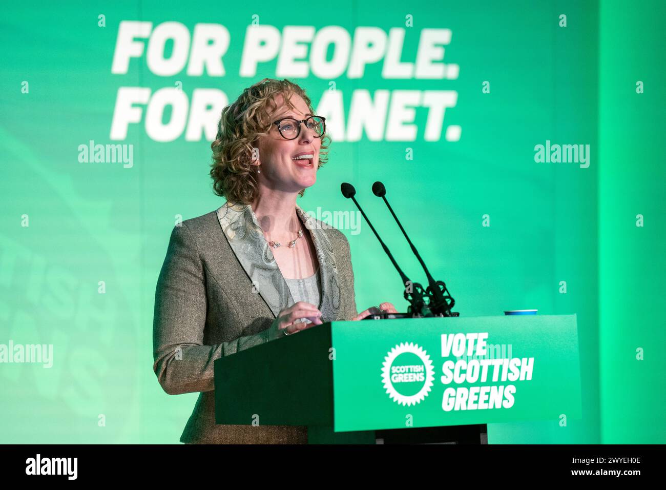 Scottish Green Party co-leader Lorna Slater speaks during the Scottish ...