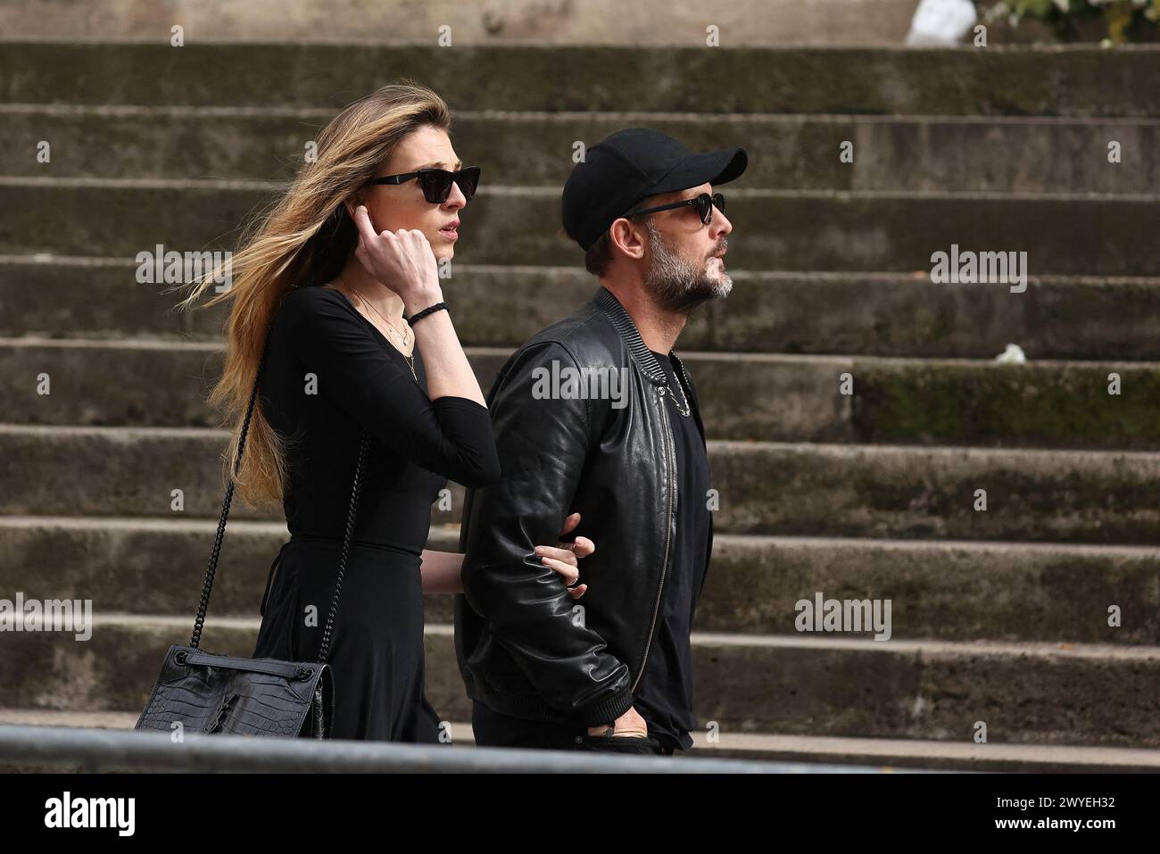 Paris, France. 06th Apr, 2024. Guest arriving to the funeral ceremony ...