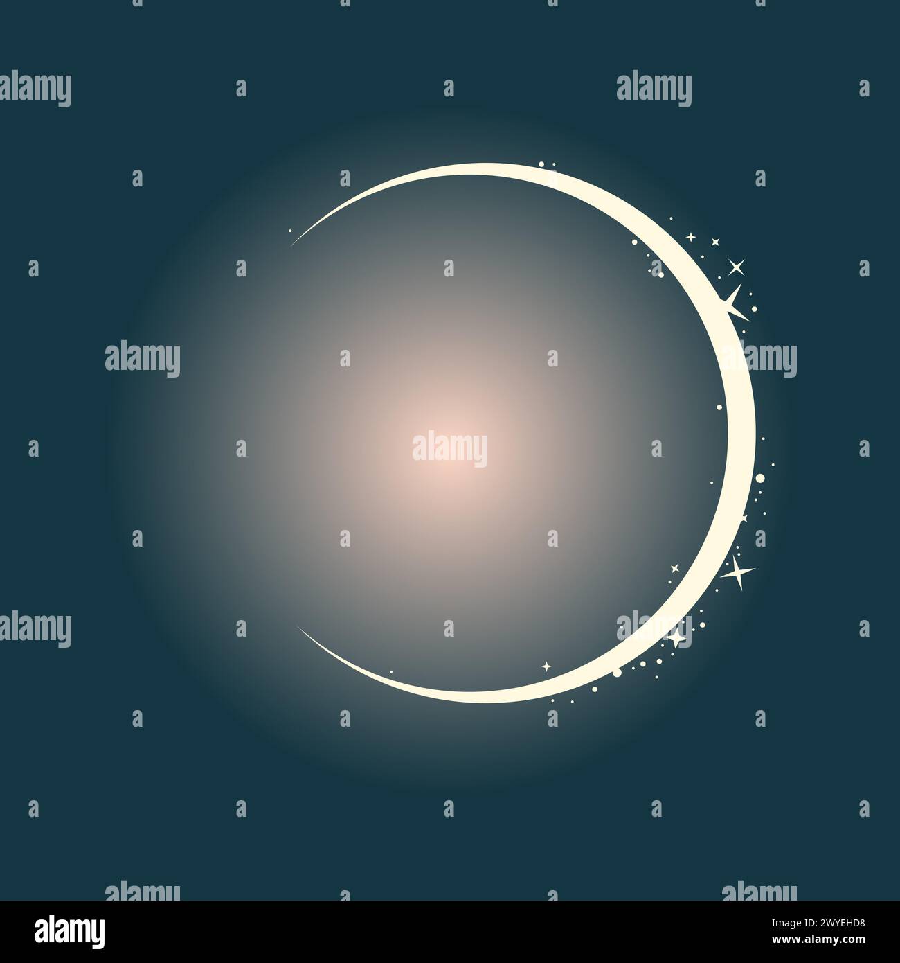 Total solar eclipse banner. Hand drawn vector design on dark background ...