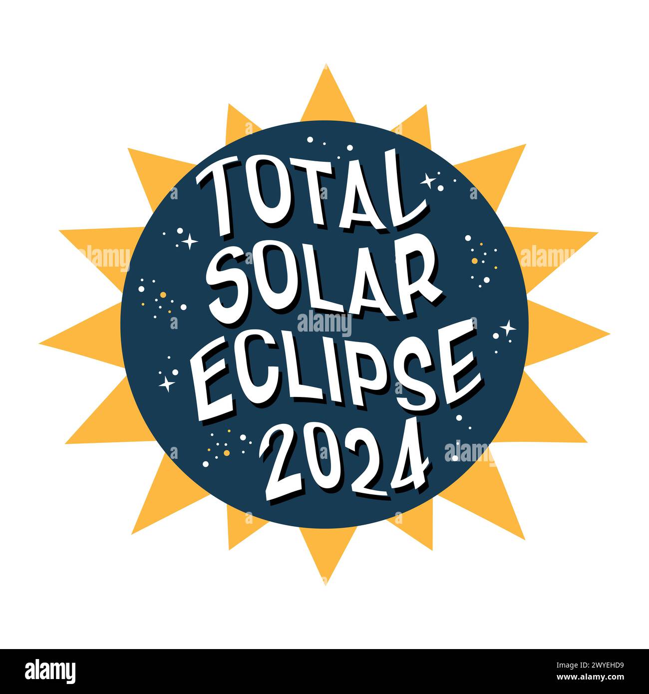Hand drawn banner total solar eclipse april 8 2024. Vector illustration ...