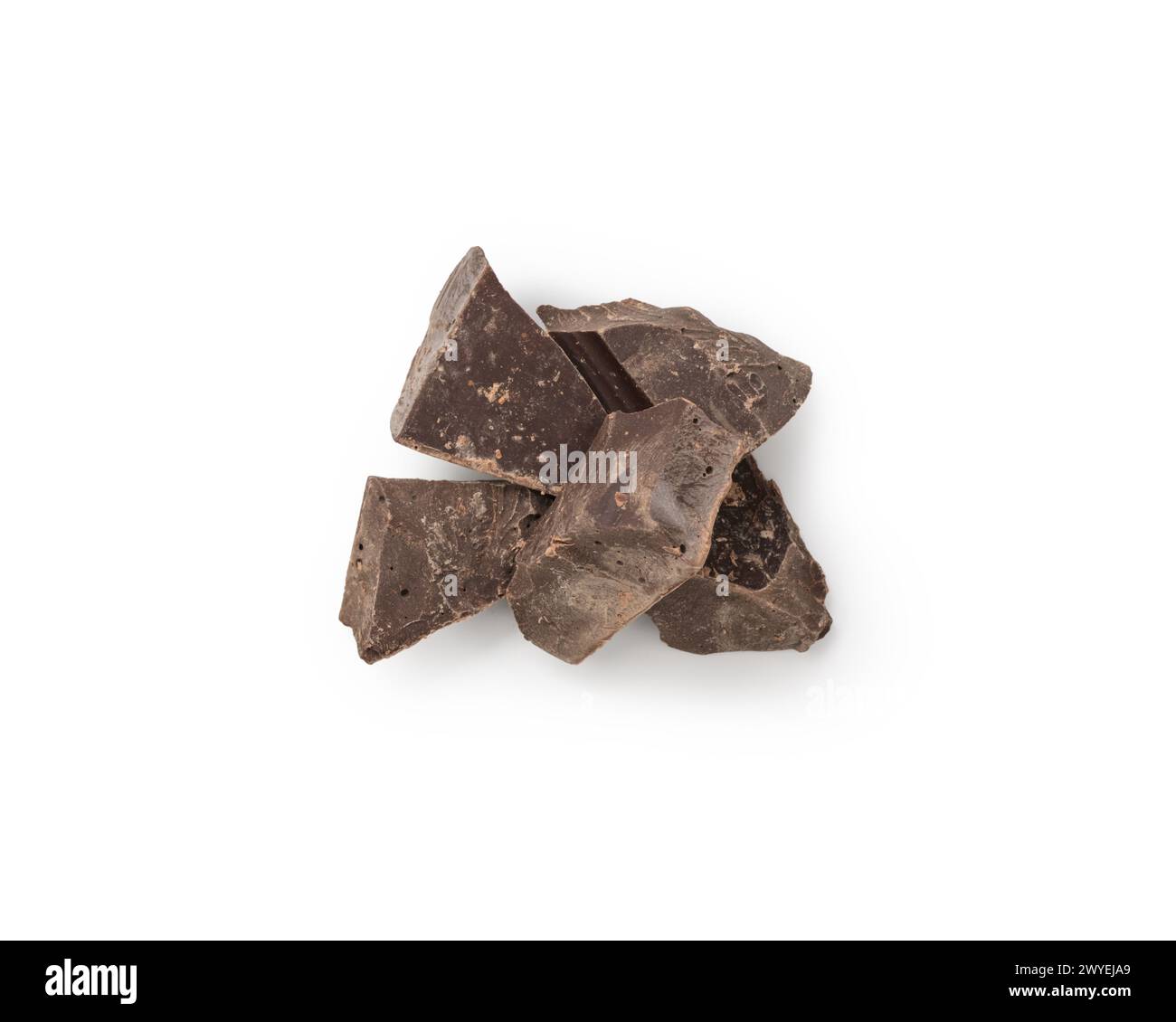 dark chocolate chunks isolated on white background, top view Stock ...