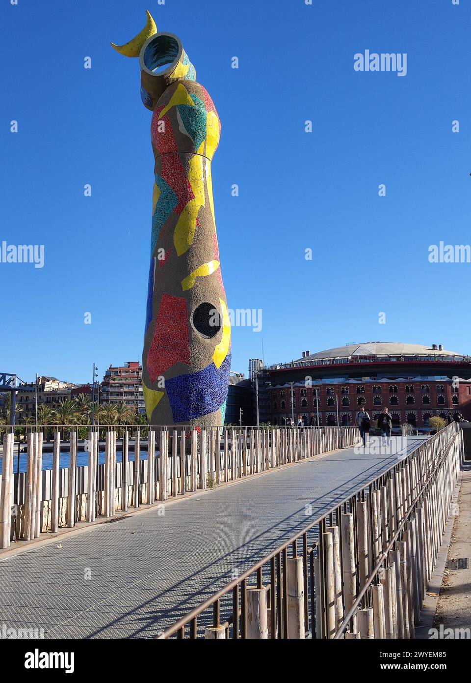 Barcelona: Joan Miró park, sculpture 'Dona i ocell', by Joan Miró Stock ...