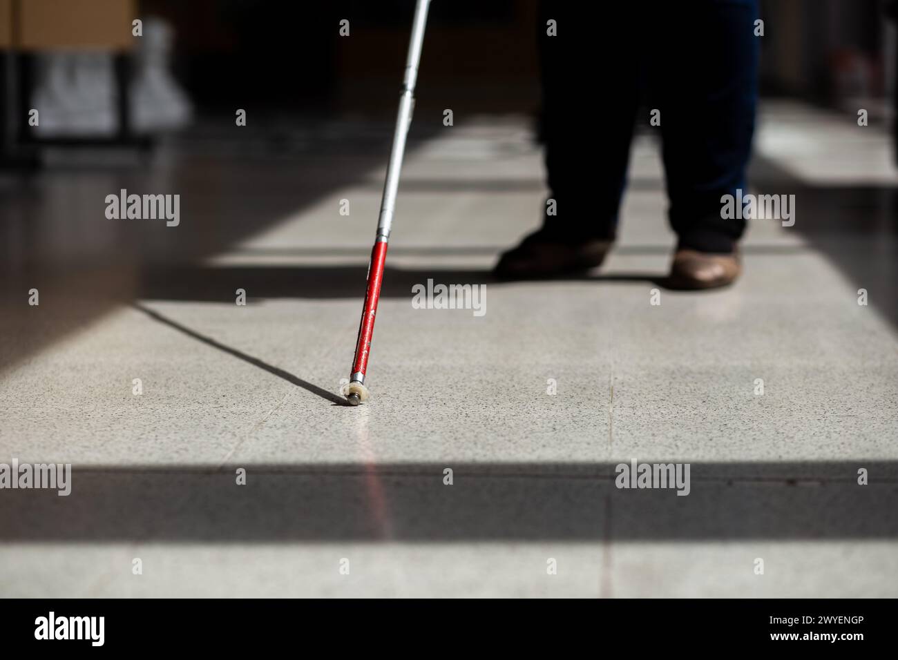 A blind person with white cane, Disability concept Stock Photo - Alamy