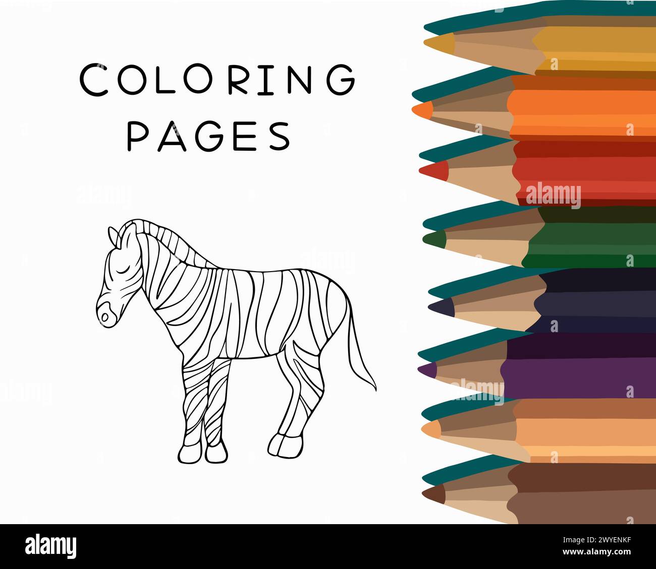 Vector isolated illustration of a zebra coloring page. Tasks for ...