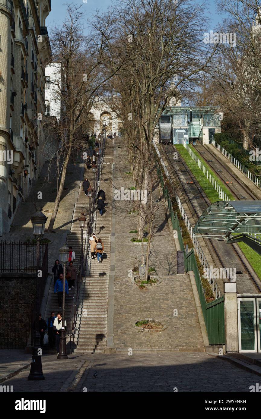 Steep Vertical Staircase, Steps, Of The Rue Foyatier Leading Up The ...