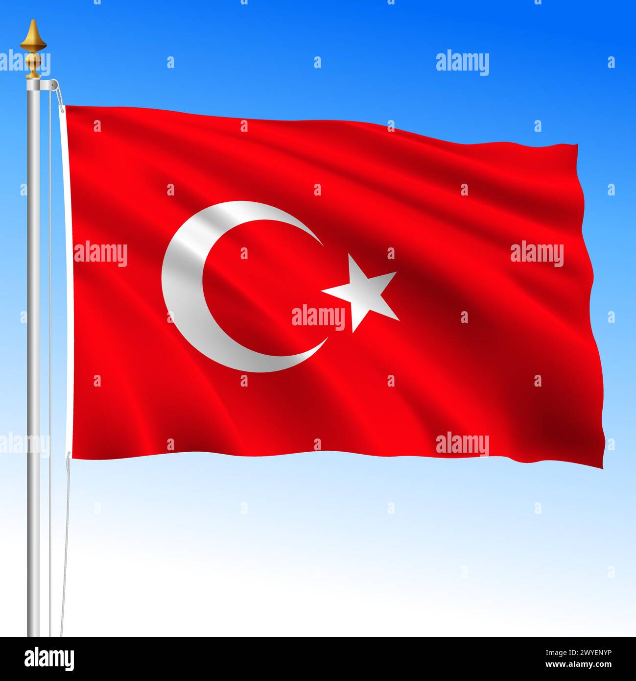 Turkey, official national waving flag, asiatic and european country ...