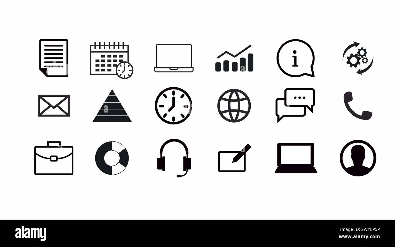 Work and Productivity Icon Set. Vector isolet collection of work ...