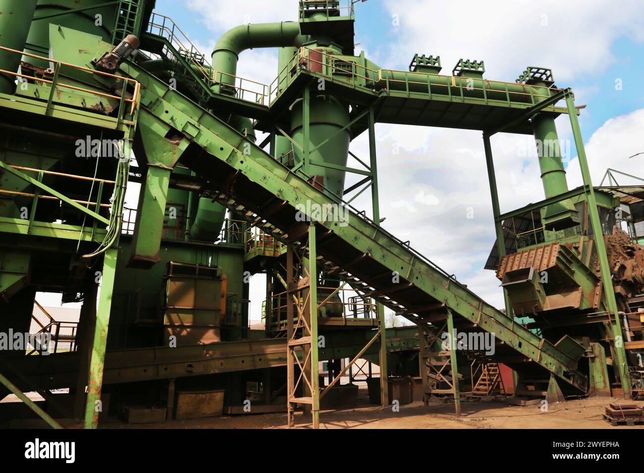 Old non-working waste treatment plant. An old building of a still ...