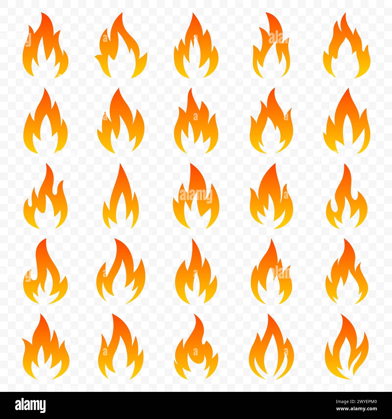 Vector Fire Flame Icon Set, Isolated. Campfire Shape Sign, Bonfire ...