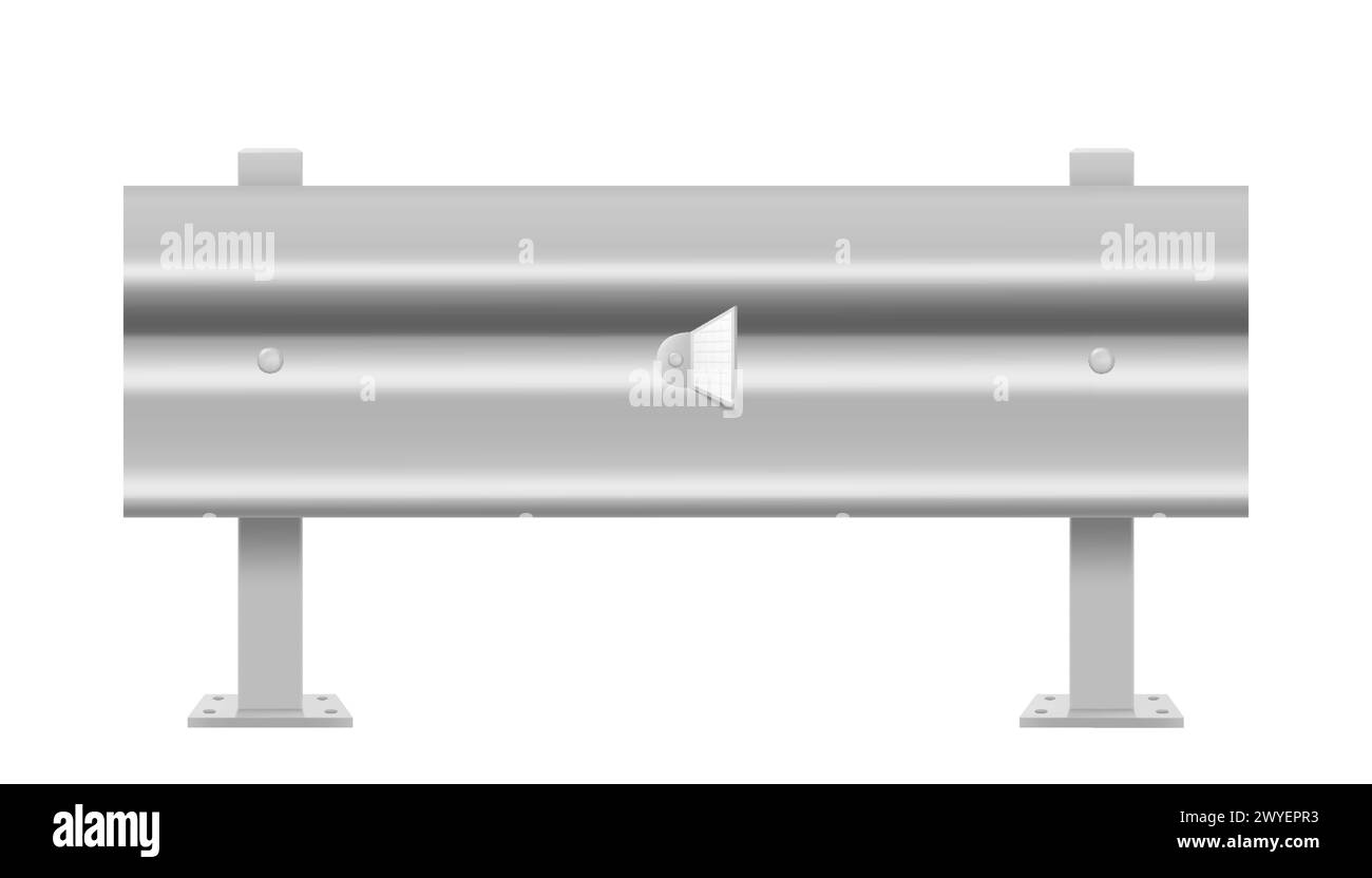 Metallic road barrier fence, isolated on white background. Design ...
