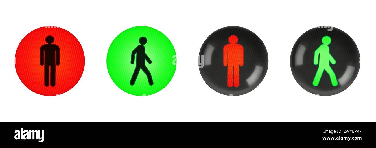 Traffic light with red and green man. Signals for pedestrians with ...