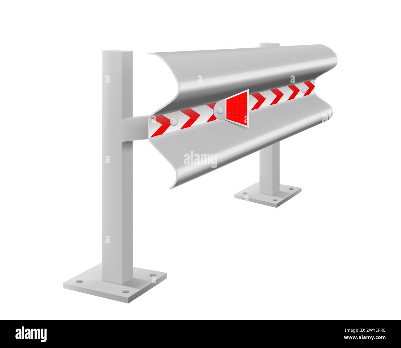 Metallic road barrier fence, isolated on white background. Design ...