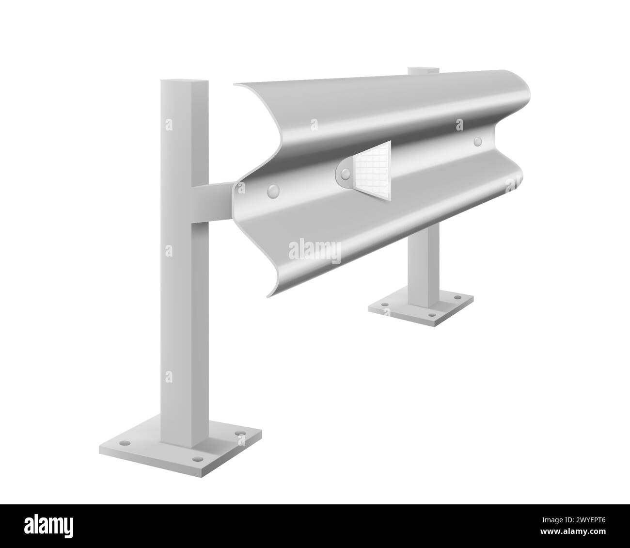 Metallic road barrier fence, isolated on white background. Design ...