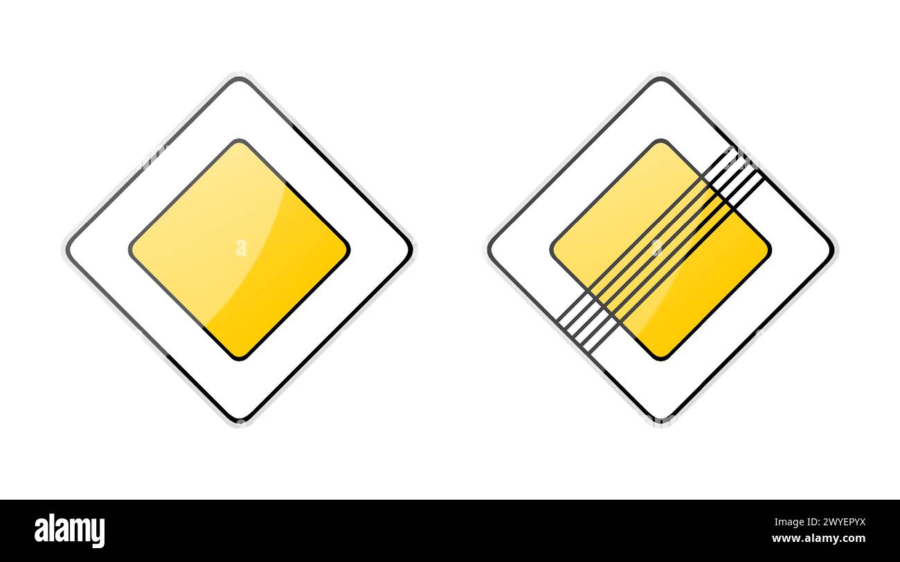 Traffic Yellow Road Sign. Priority Main Road. The beginning of the main ...