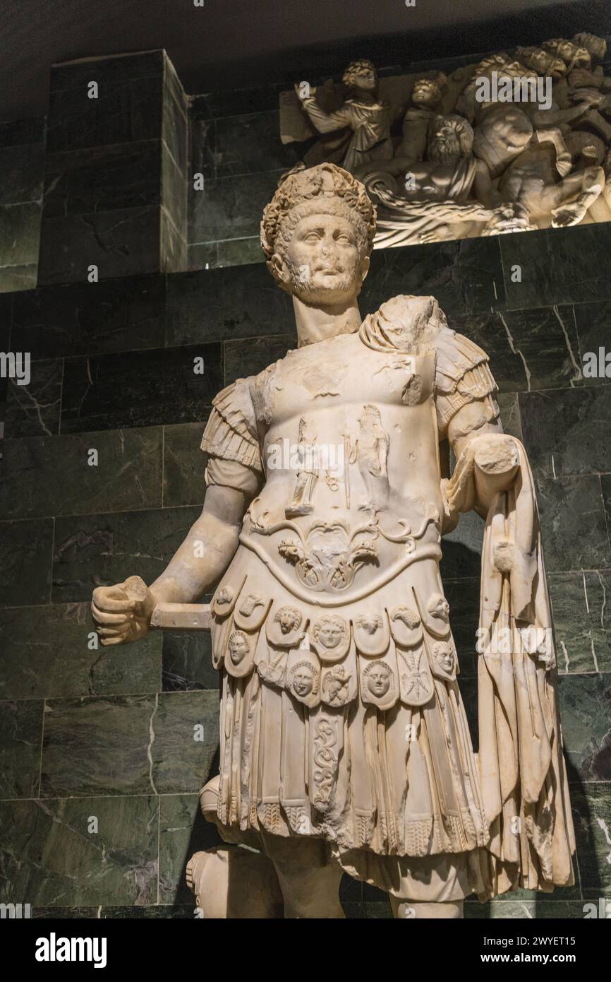 Greco Roman sculpture of armoured Emperor Hadrian as exhibited at the ...