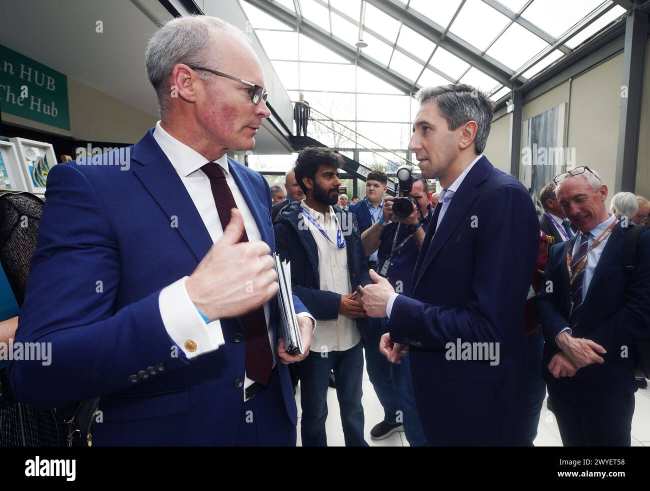 Fine Gael leader Simon Harris (right) with minister for enterprise ...