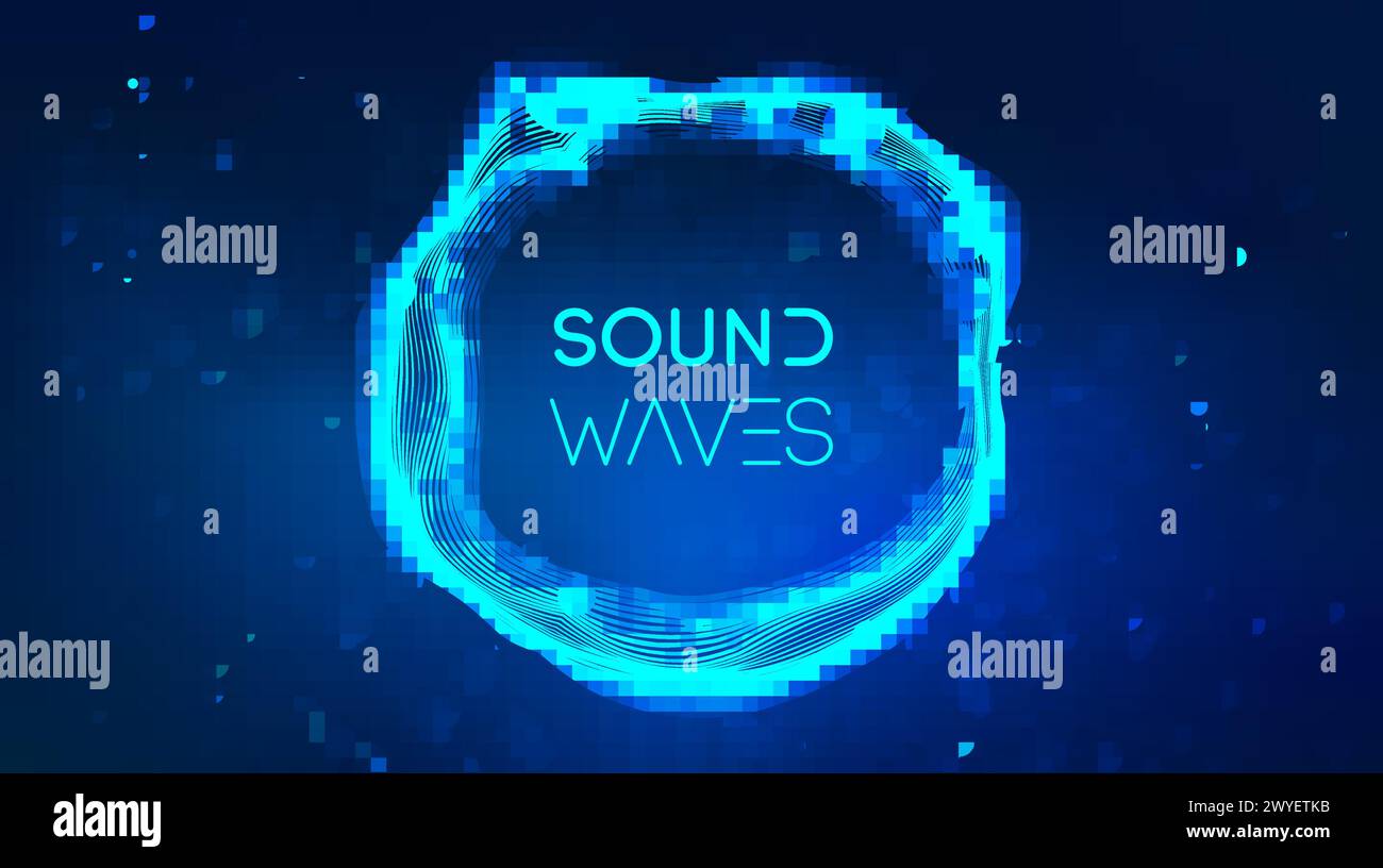 Sound wave circle visualization on blue background Stock Vector Image ...