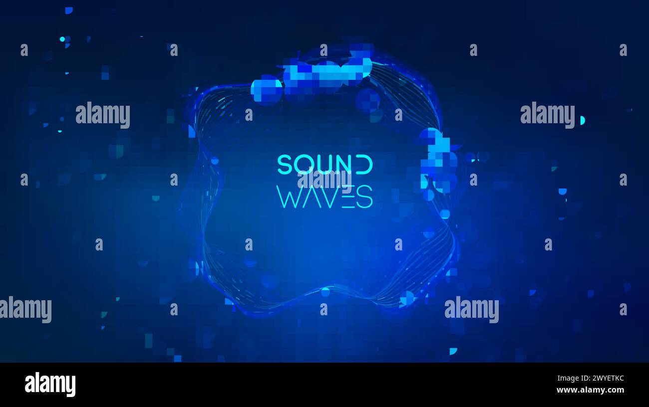 Sound wave circle visualization on blue background Stock Vector Image ...