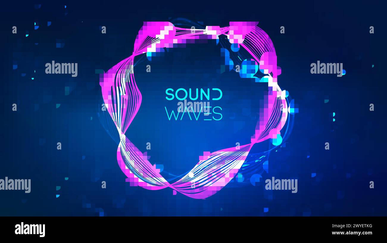 Sound wave circle visualization on blue background Stock Vector Image ...