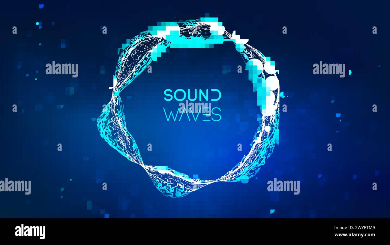 Sound wave circle visualization on blue background Stock Vector Image ...