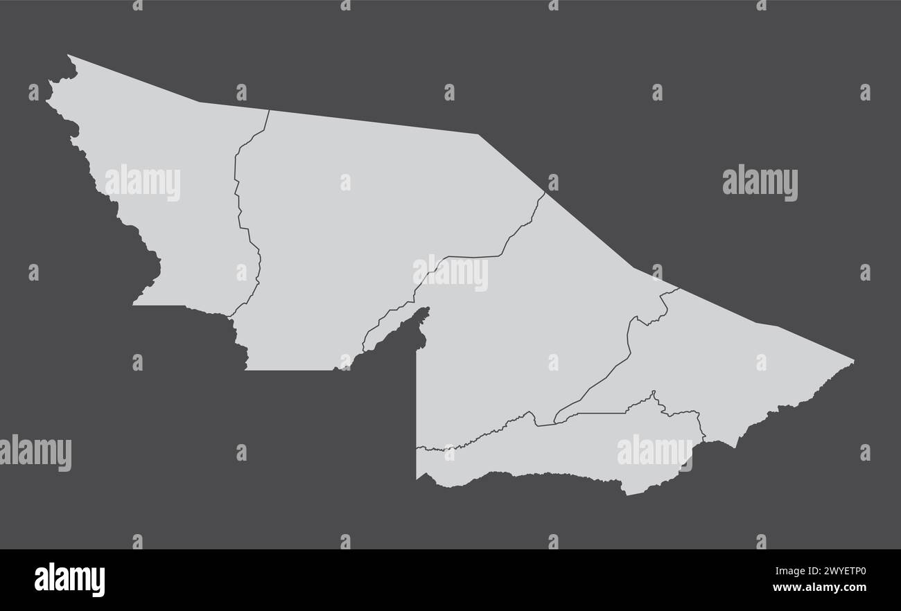 The administrative map of Acre State isolated on dark background ...