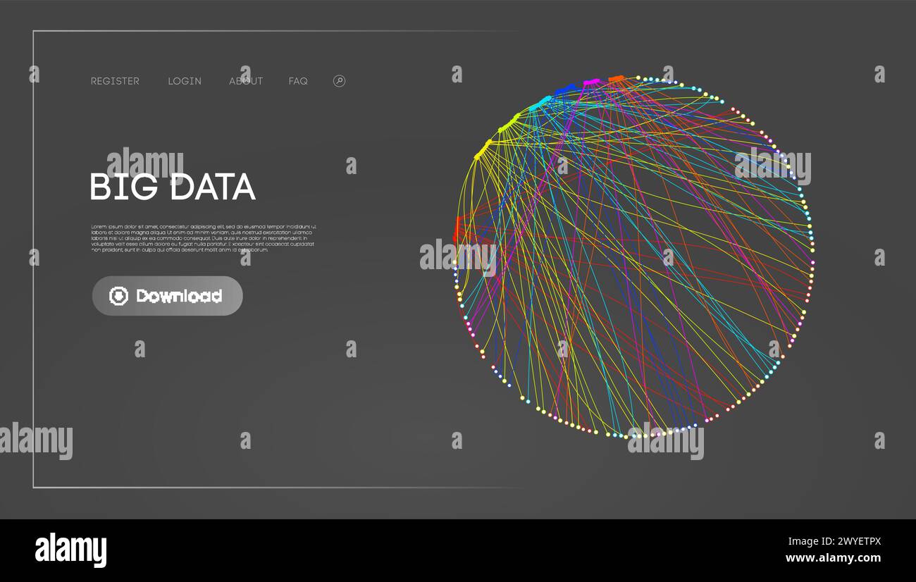 Big Data Circle blockchain technology background. Neural network ...