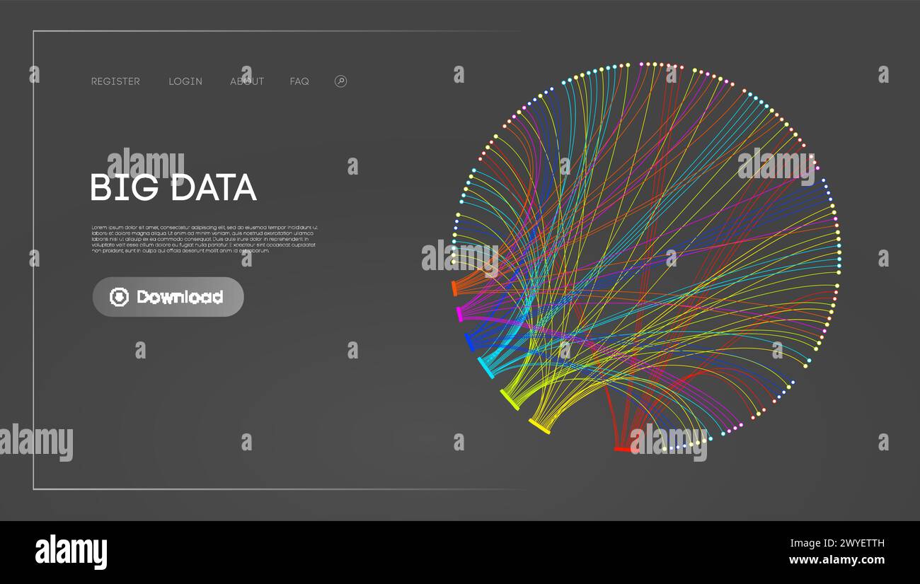 Big Data Circle blockchain technology background. Neural network ...