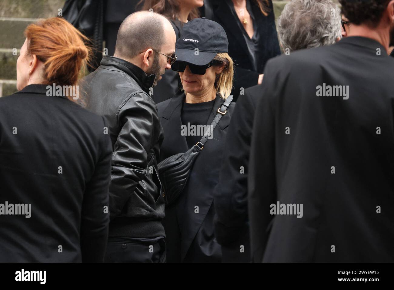 Paris, France. 06th Apr, 2024. Marina Fois arriving to the funeral ...
