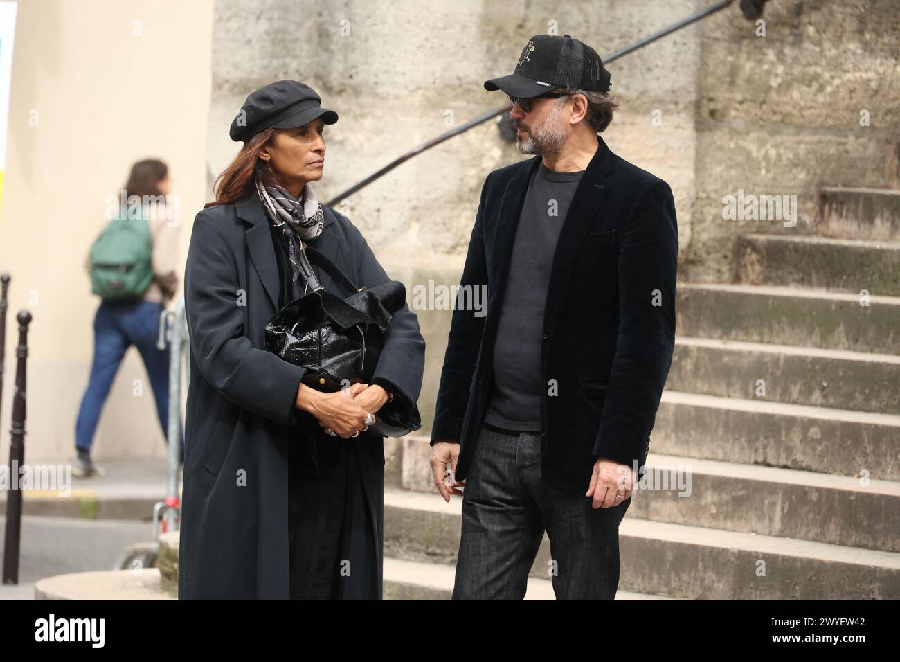 Paris, France. 06th Apr, 2024. Karine Silla and Vincent Perez arriving ...