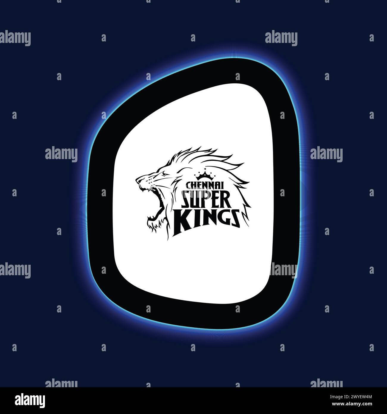 Chennai Super Kings Logo Neon Light Board View Blue Background, Vector ...