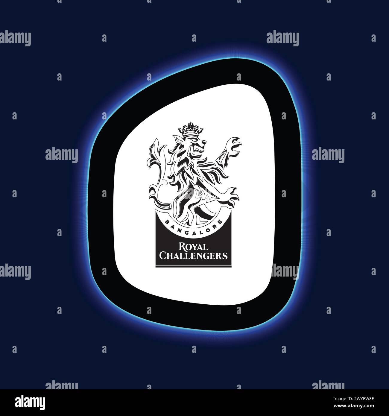 Royal Challengers Bangalore Logo Neon Light Board View Blue Background ...