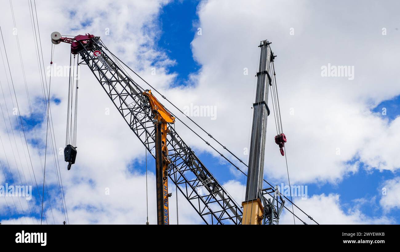 NORWALK, CT, USA - APRIL 5, 2023: Construction crane operating under ...