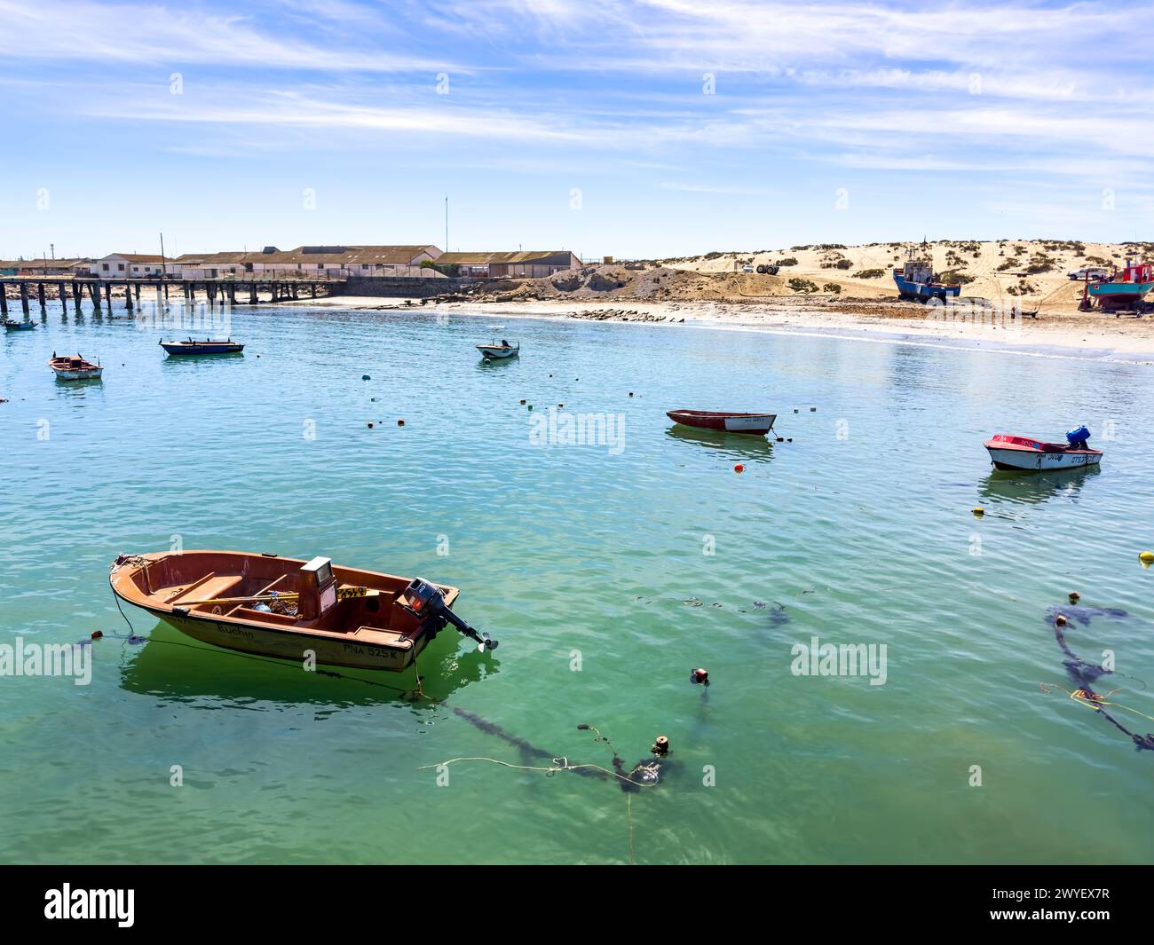 Port Nolloth, South Africa - March 16, 2024: Small fishing rowboats in ...