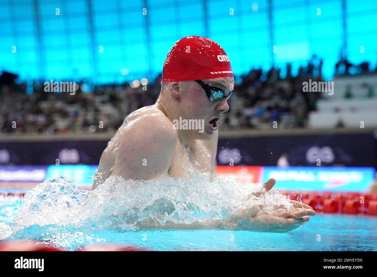 Leon Taylor in action during the Men's 200m Breaststroke Heats on day five of the 2024 British ...