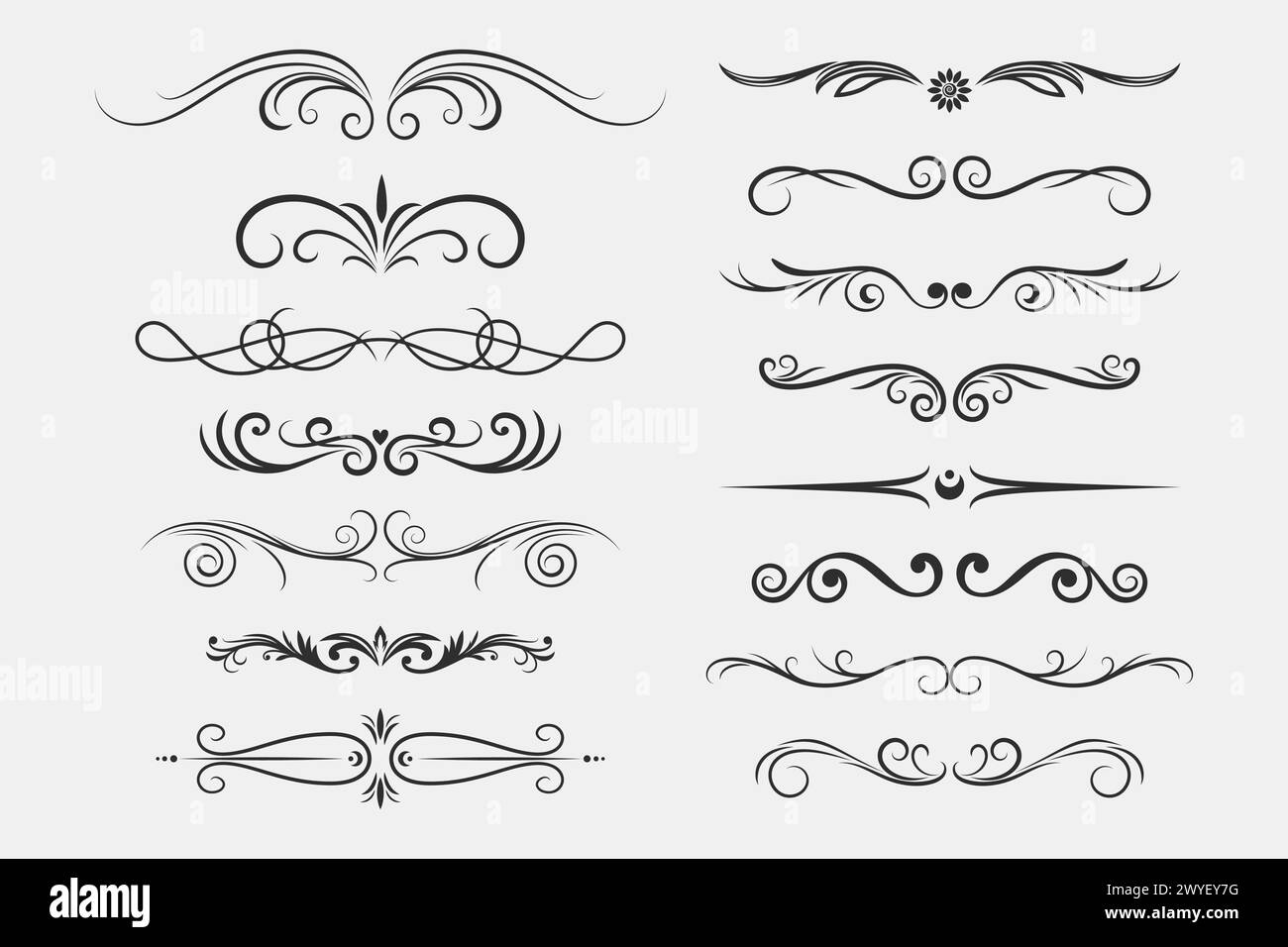Retro Text Delimiters Set. Vintage Monochrome Text Dividers, Decorative ...