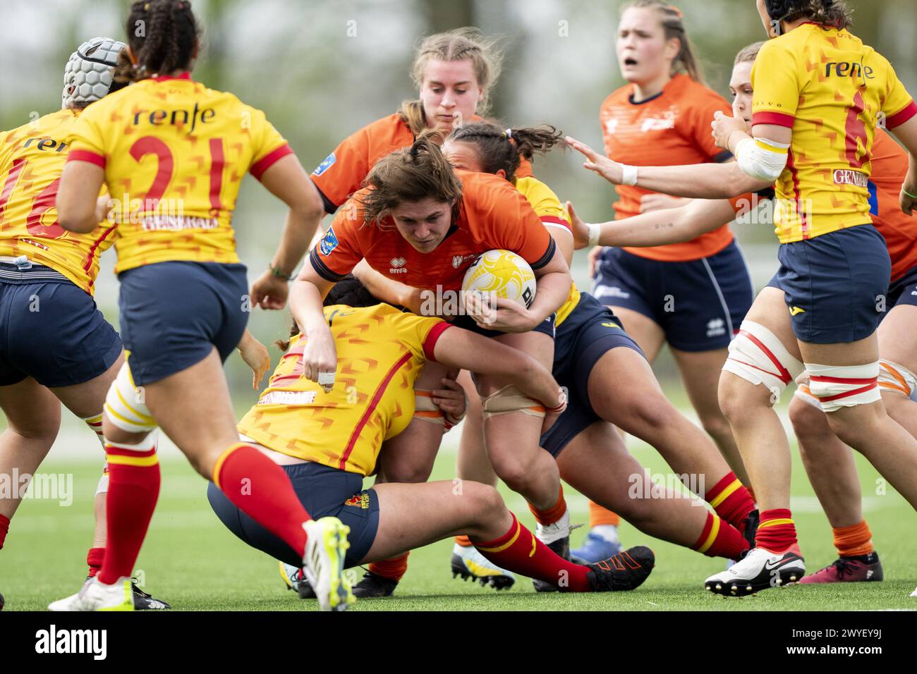 AMSTERDAM - Rugby star Linde van der Velden of Oranje during the match ...